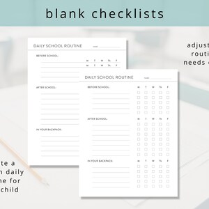 Minimalist Daily School Day Routine PDF Template for Kids, Printable ...