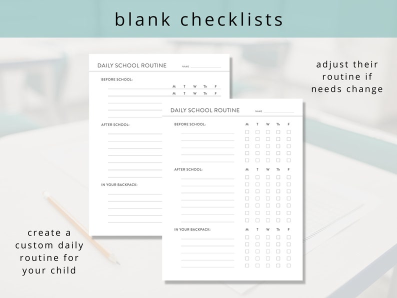 Minimalist Daily School Day Routine PDF Template for Kids, Printable ...