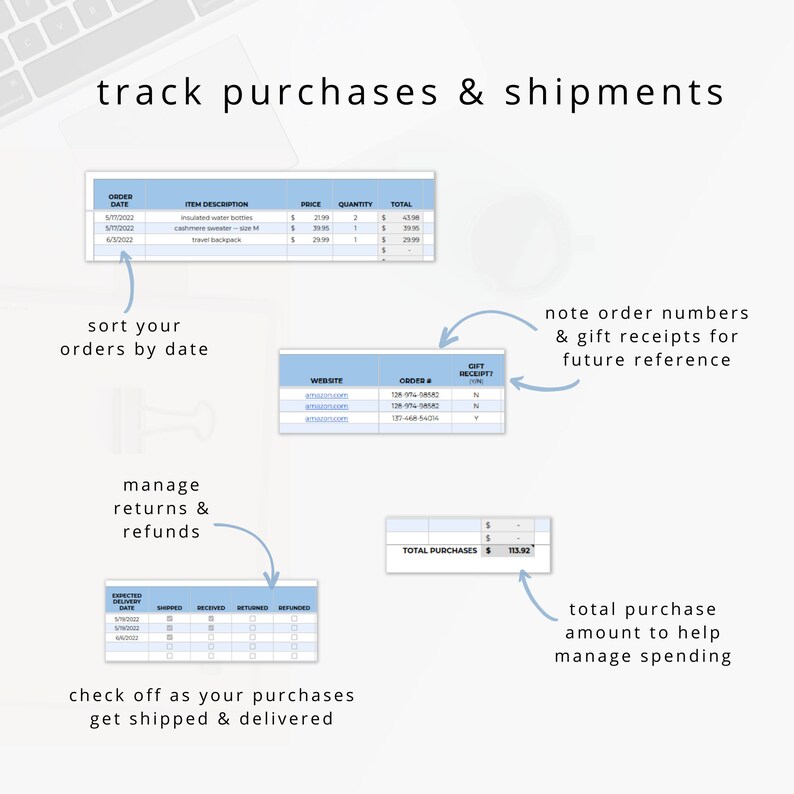 Minimalist Digital Shopping Tracker for Personal Purchases, Interactive ...