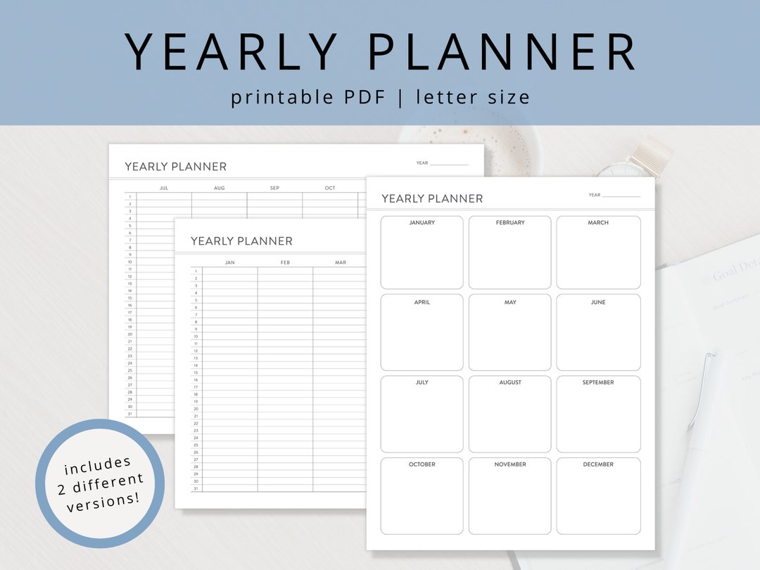 Minimalist Undated Yearly Planner PDF for Everyday Organization, Blank ...