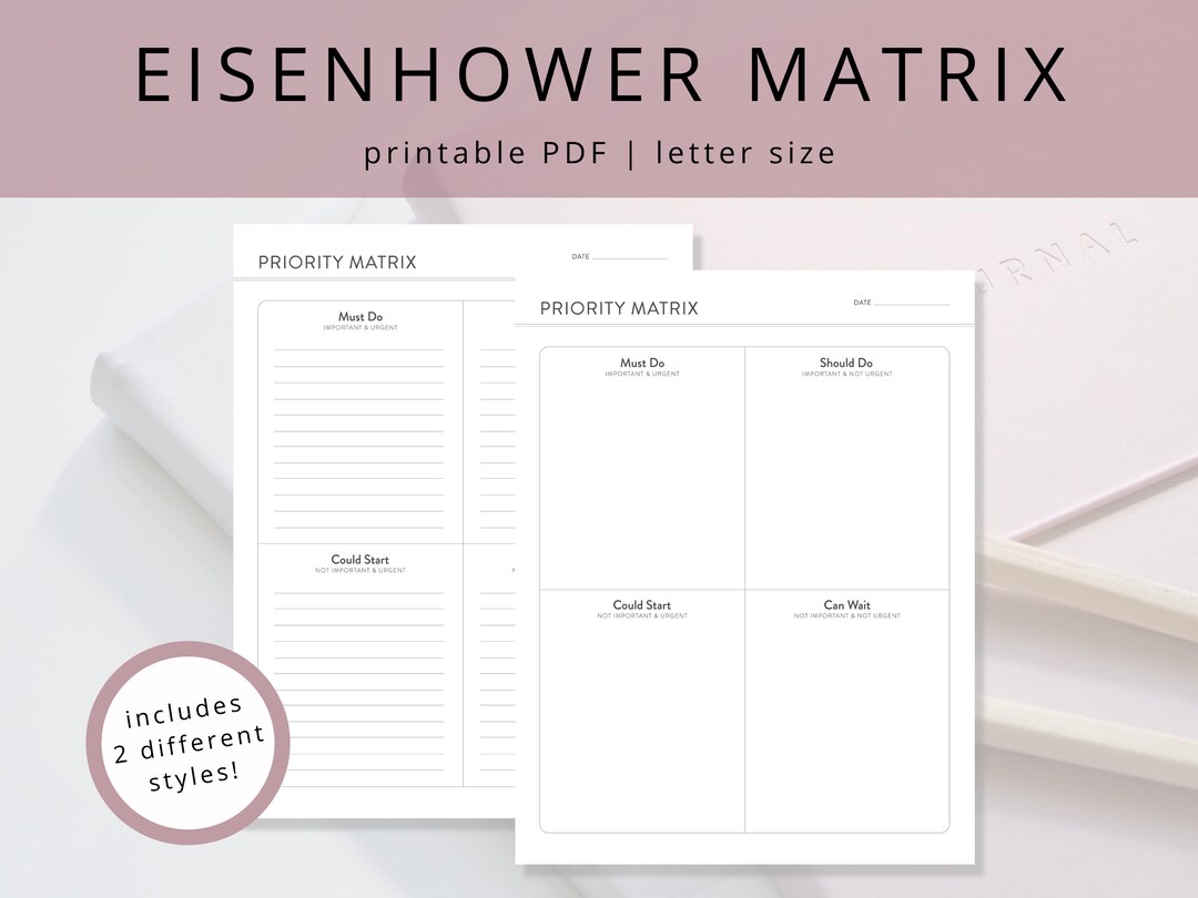 Minimalist Priority Matrix Worksheet PDF for Productivity & - Etsy