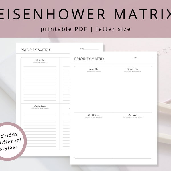 Printable Eisenhower Matrix - Etsy