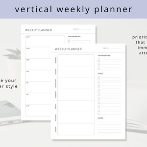 Minimalist Daily & Weekly Printable Planner Bundle Undated | Etsy