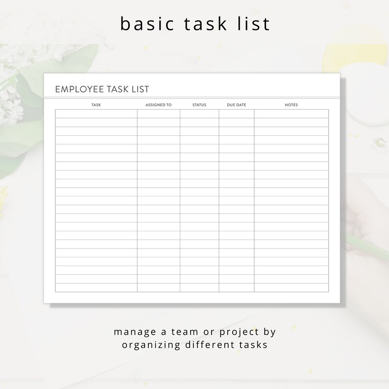 Minimalist Employee Task List PDF, Printable to Do List for Work ...