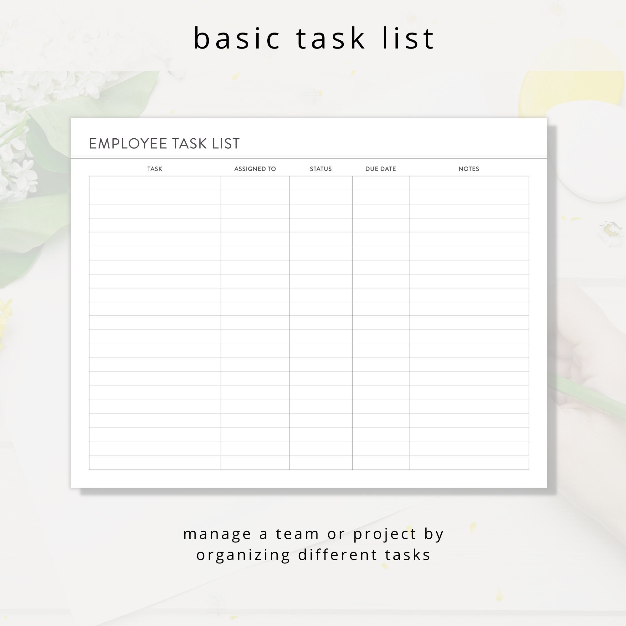 Minimalist Employee Task List PDF, Printable to Do List for Work ...
