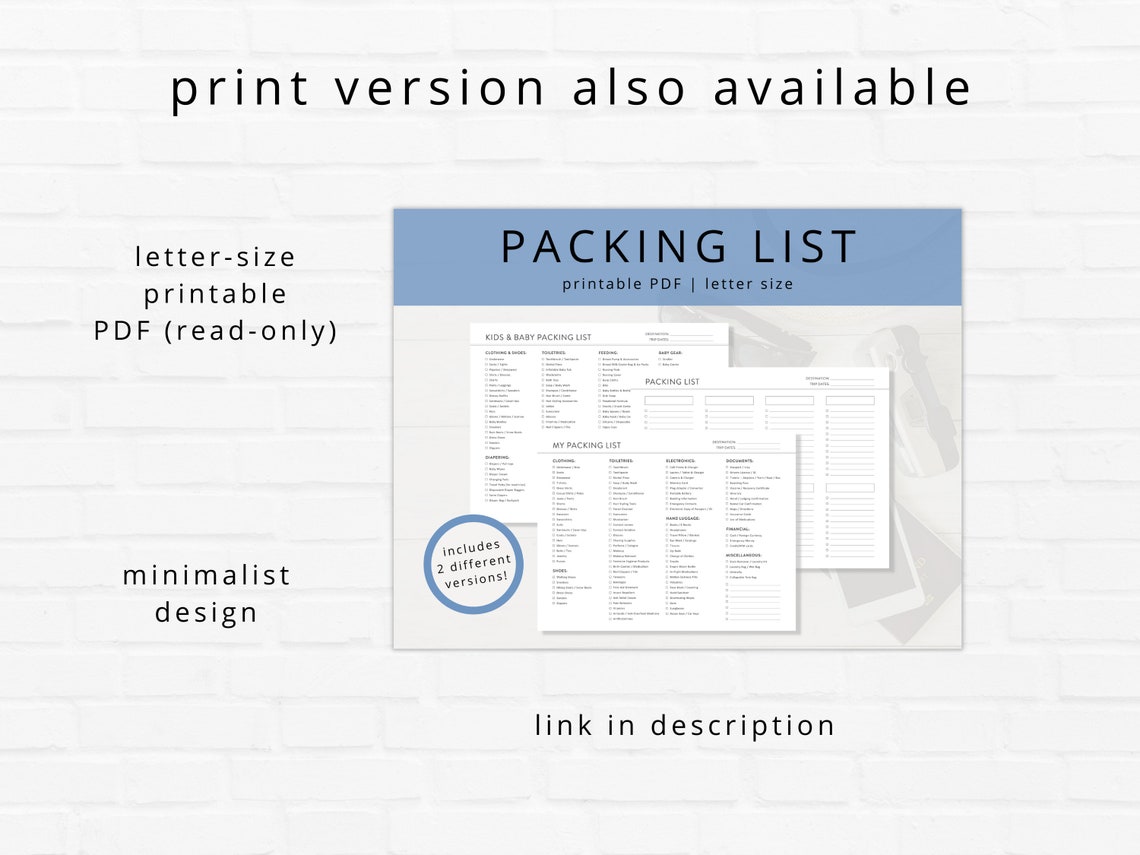Digital Vacation Packing List Template for Organized Travel - Etsy