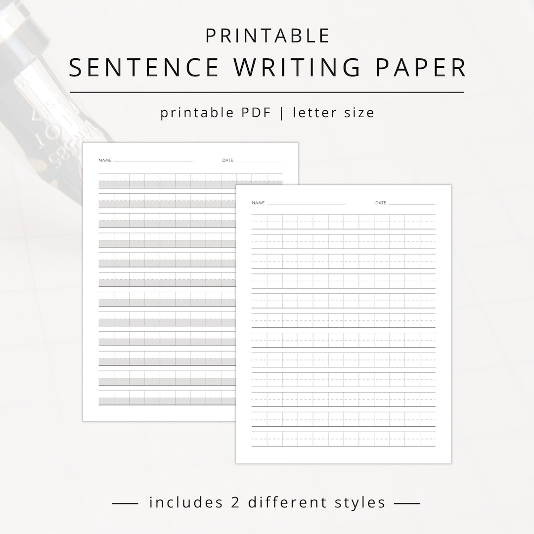 Handwriting Paper PDF for Sentence Writing, Blank Printable Block ...