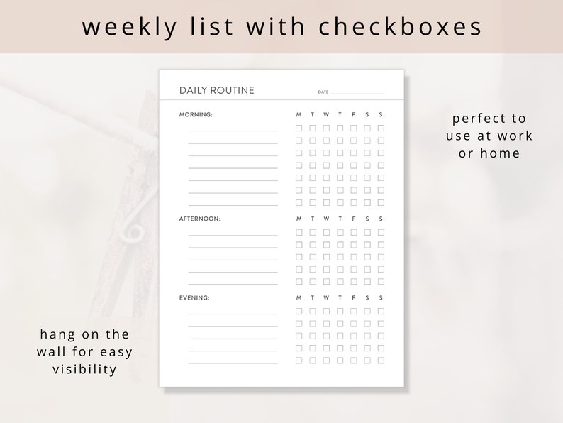 Minimalist Daily Routine Checklist Template: Printable Task Tracker ...