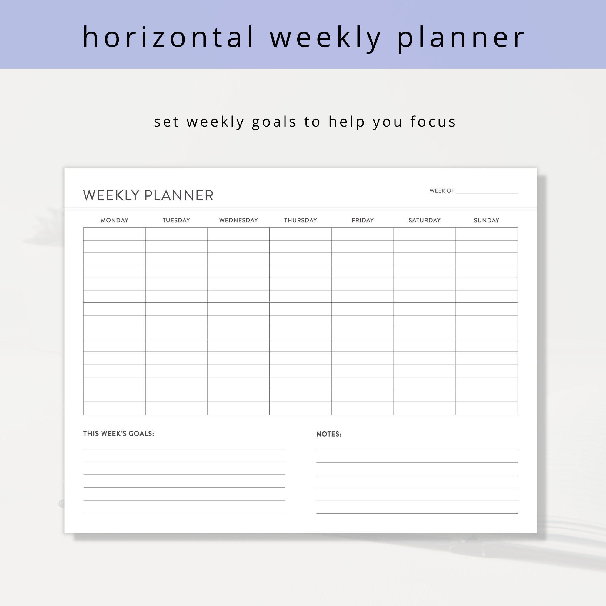 Minimalist Daily & Weekly Printable Planner Bundle: Printable Organizer ...