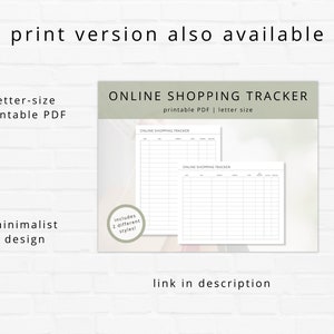 Minimalist Digital Shopping Tracker for Personal Purchases - Etsy