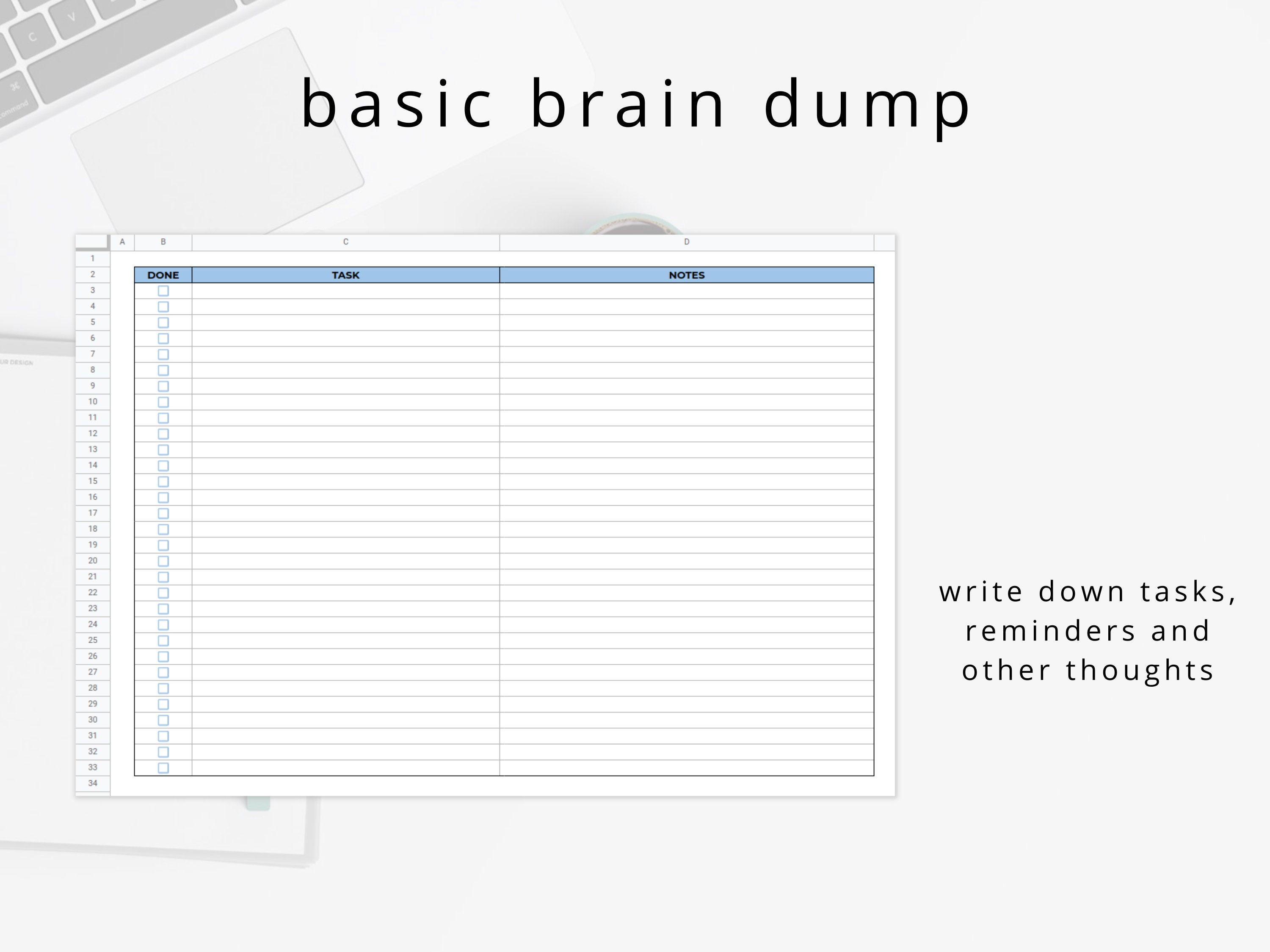 Minimalist Digital Brain Dump Template for Organization & - Etsy