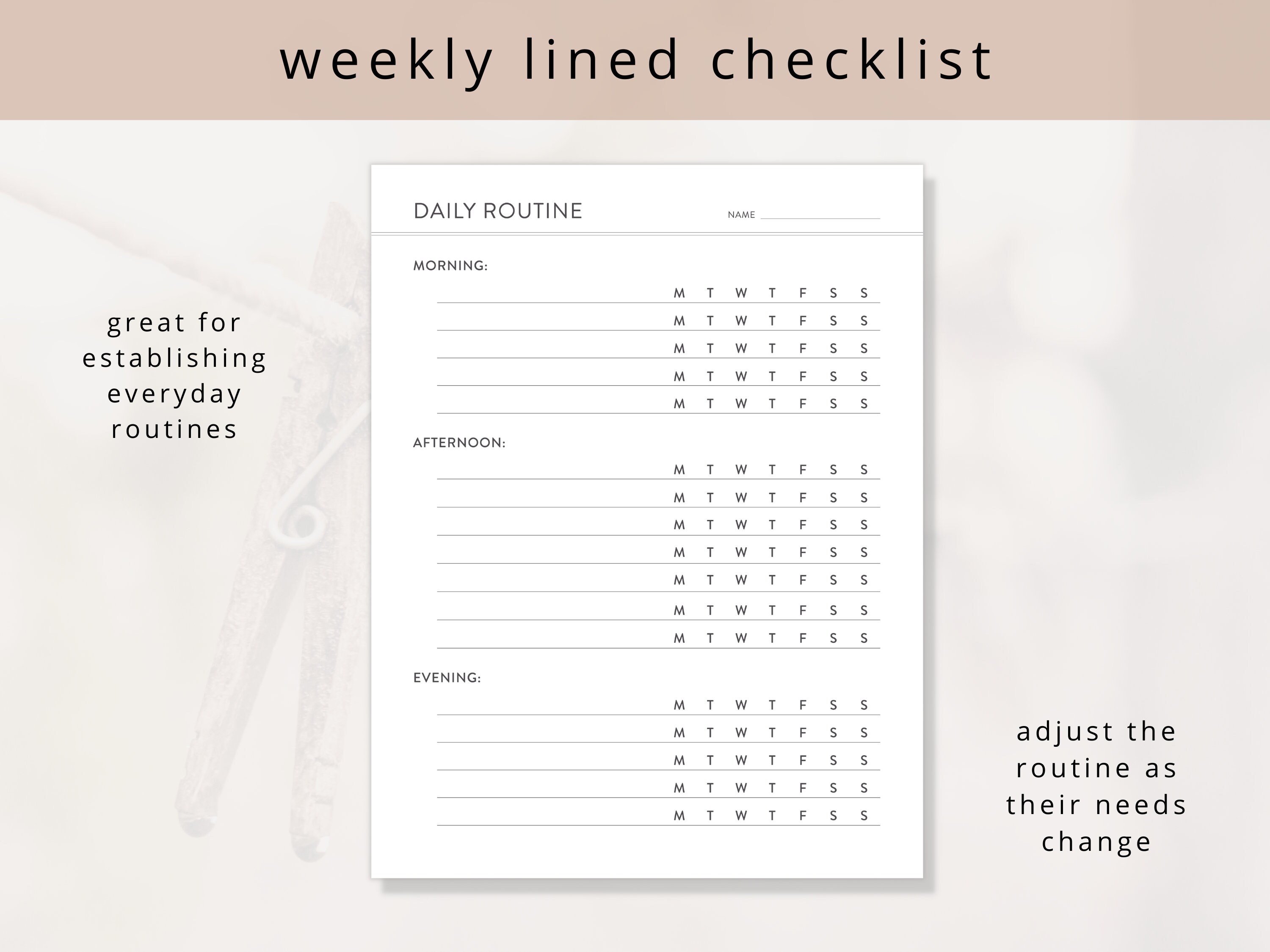 Kids Daily Routine Chart PDF Template, Printable Daily Checklist for ...