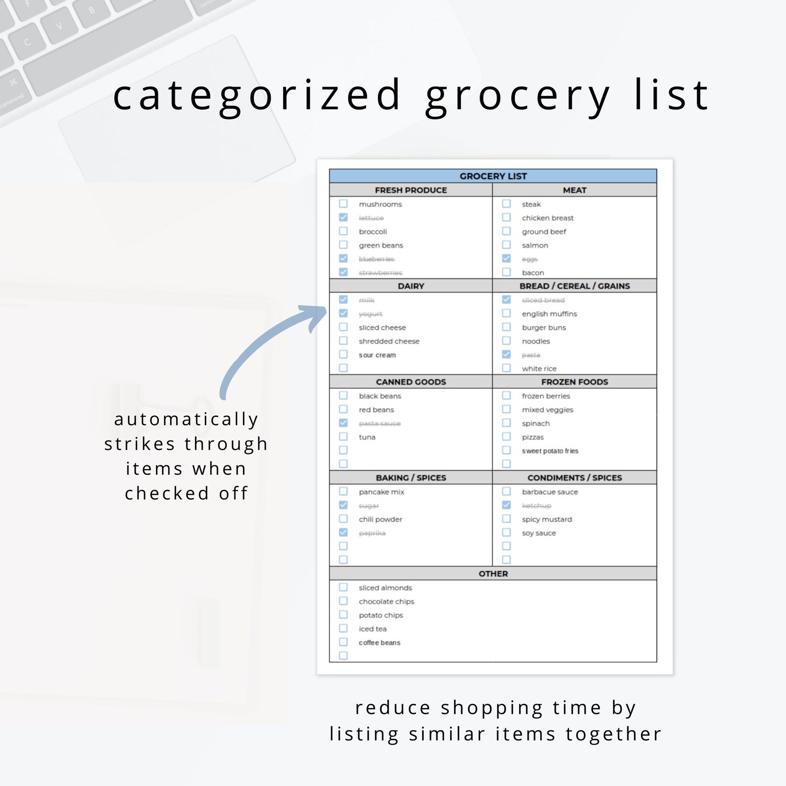 Digital Weekly Meal Planner & Grocery List for Family Meal Prep ...
