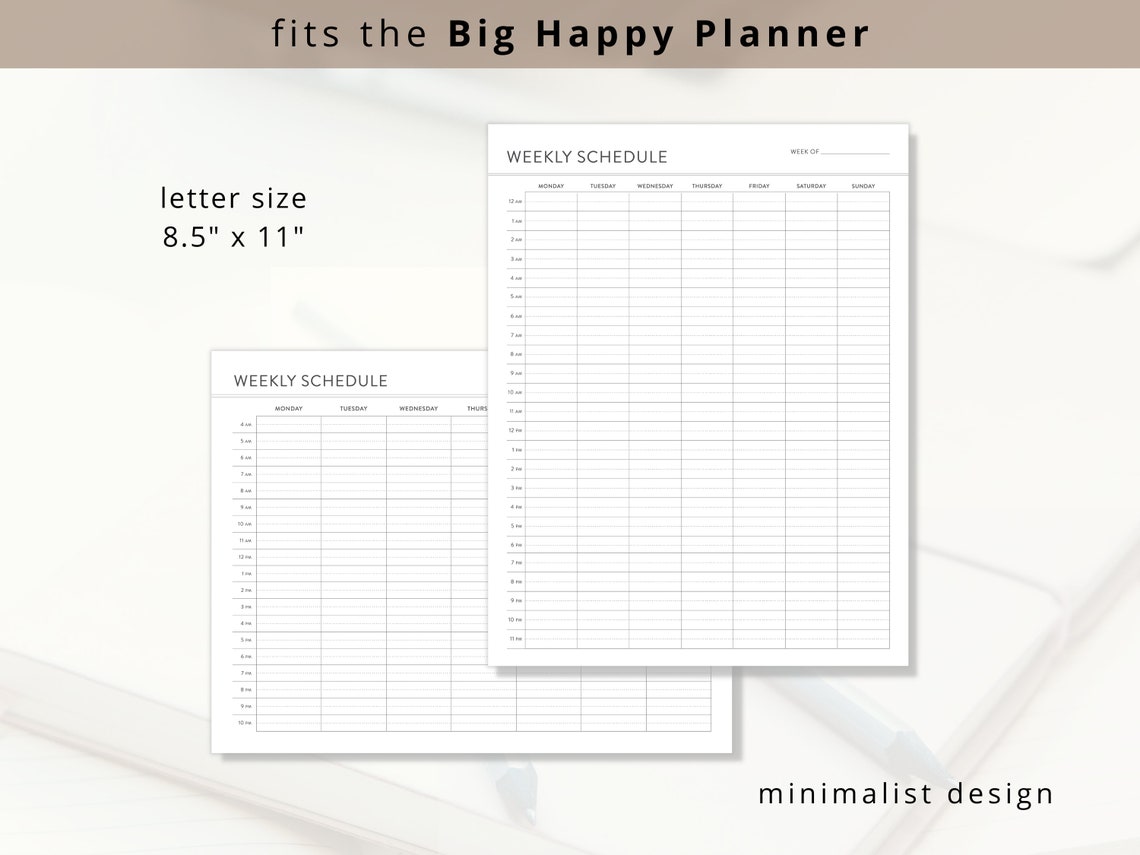 Minimalist Class Schedule PDF Template for School Week Organization ...