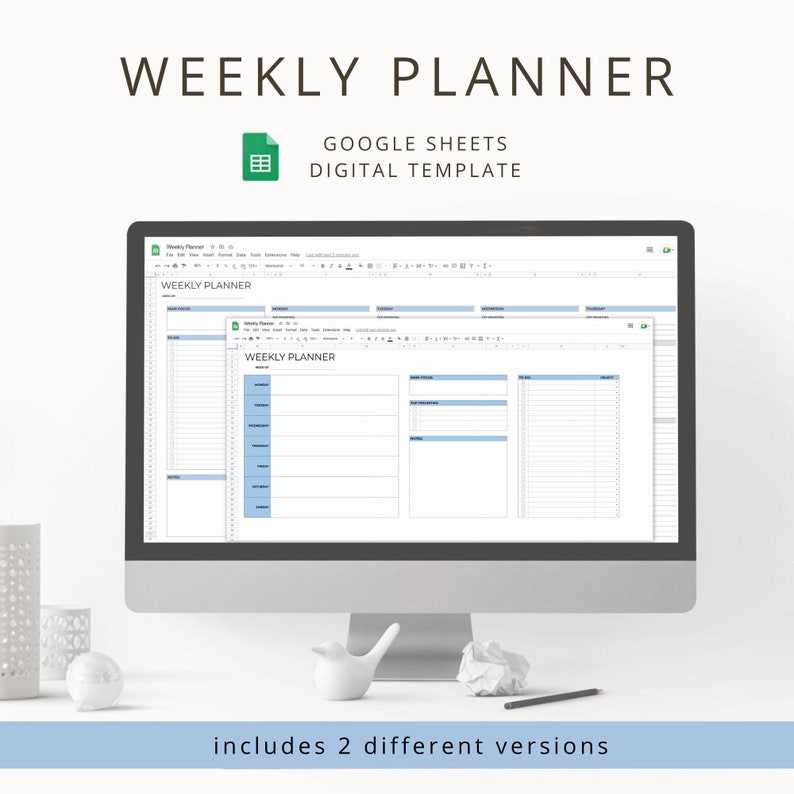 Minimalist Weekly Planner: Interactive Google Sheets Template (digital ...