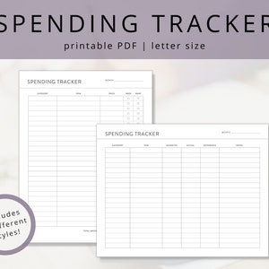 Minimalist Spending Tracker PDF Template for Personal Money Management ...