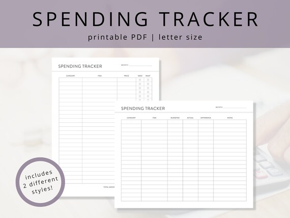 Minimalist Spending Tracker PDF Template for Personal Money - Etsy