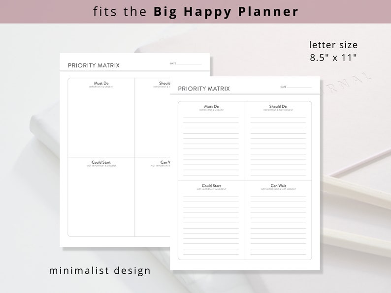 Minimalist Priority Matrix Worksheet PDF for Productivity & - Etsy