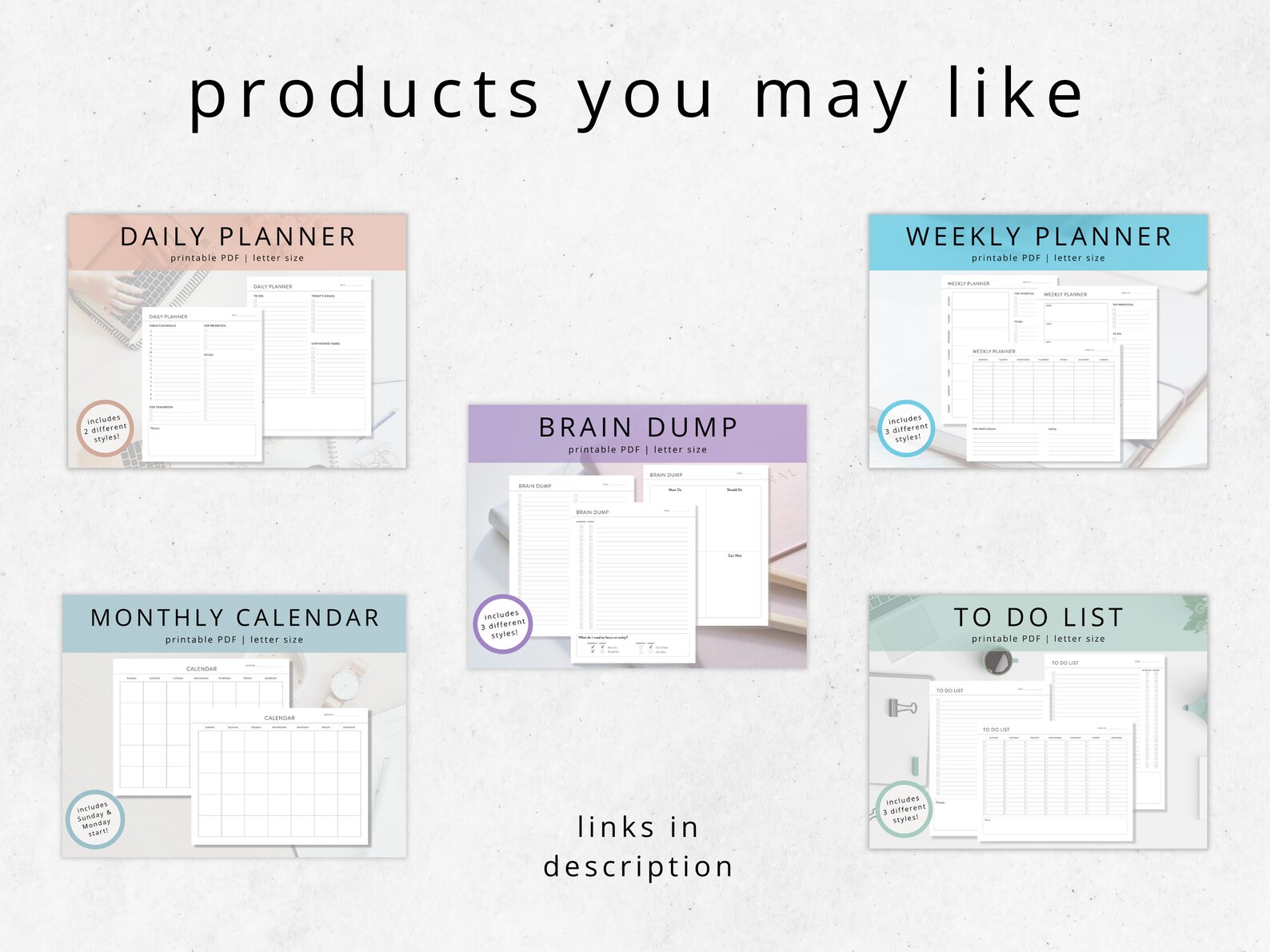 Minimalist Productivity Bundle PDF Printable Planner - Etsy