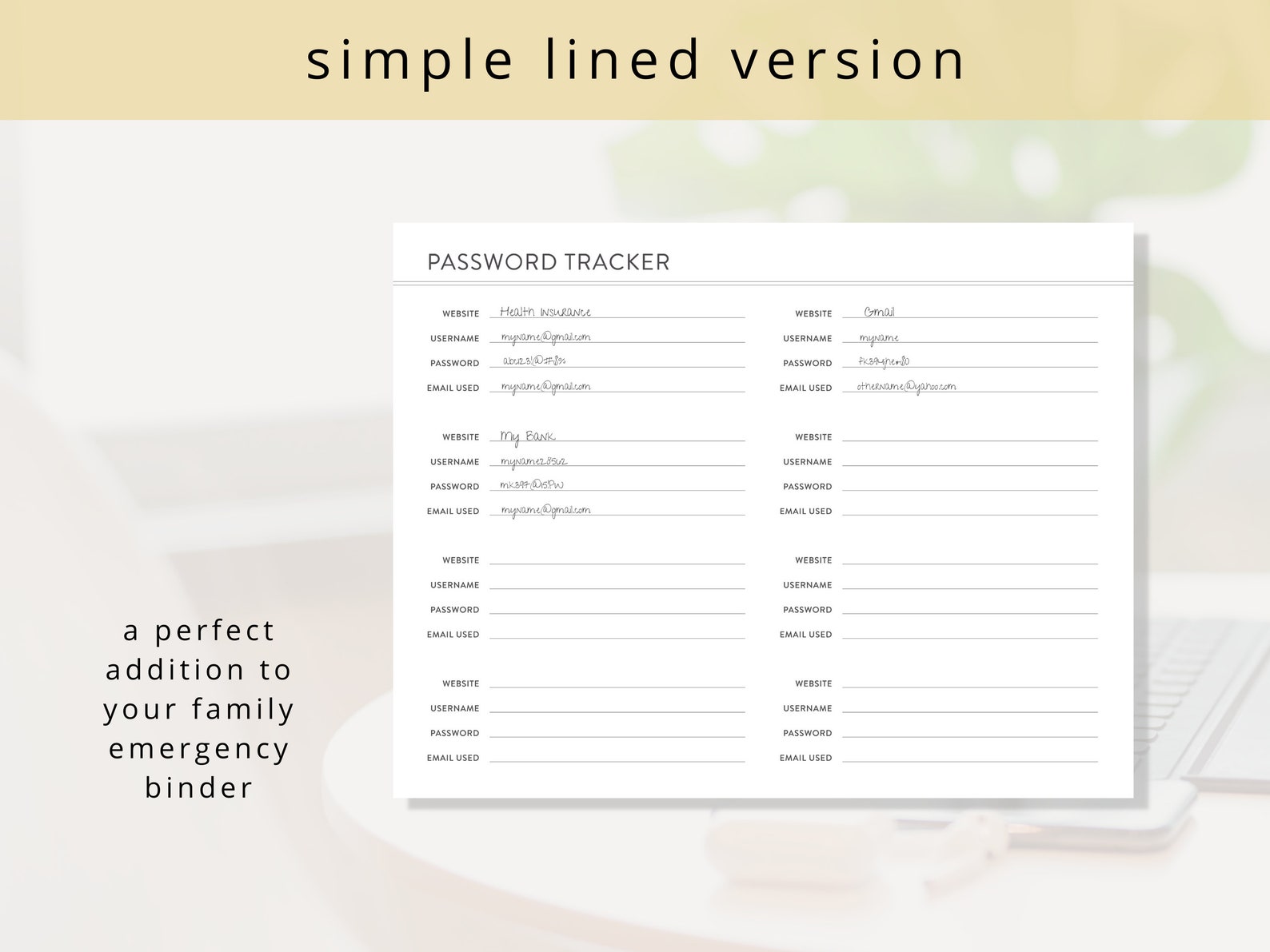 Minimalist Password Tracker PDF for Mental Organization, Printable ...
