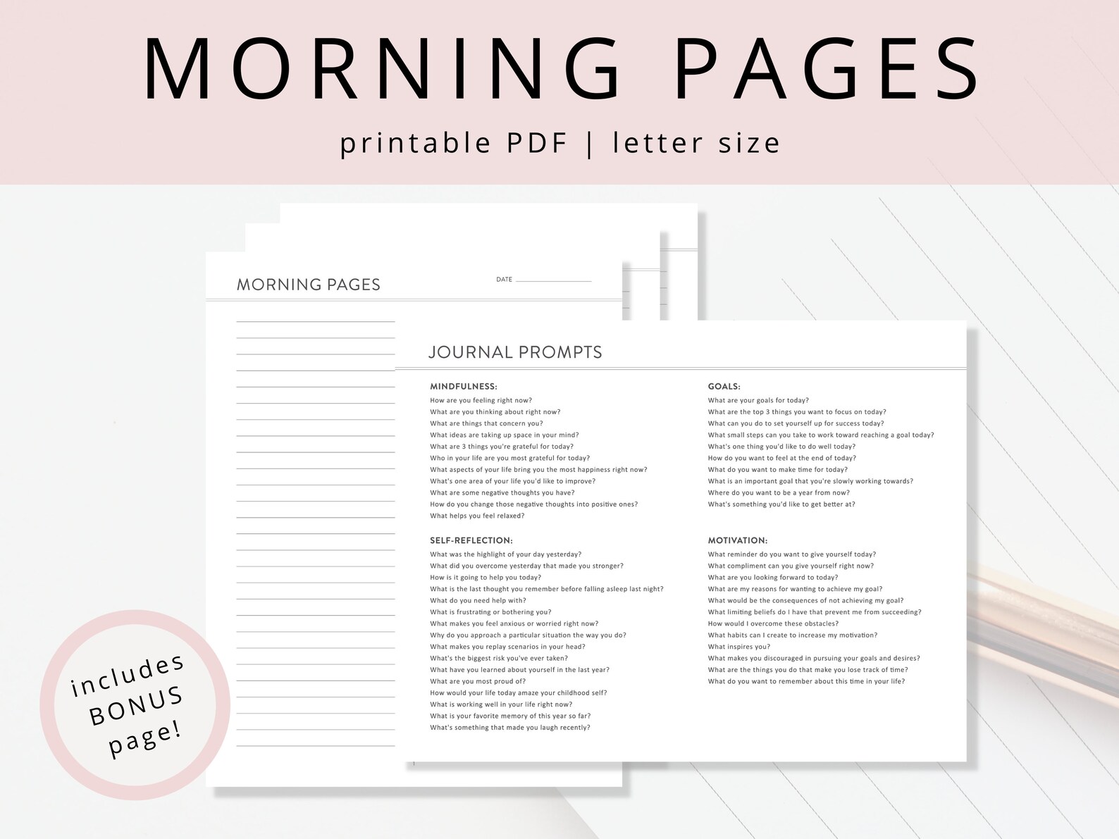 Minimalist Morning Pages PDF With Journal Writing Prompts - Etsy