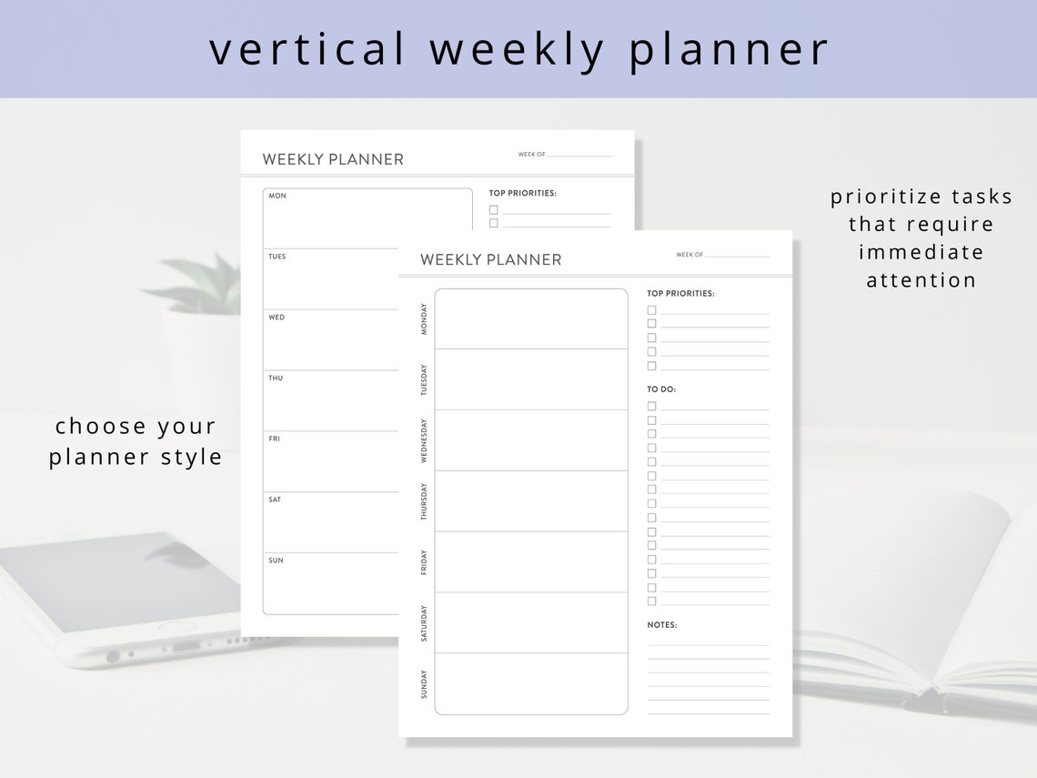 Minimalist Daily & Weekly Printable Planner Bundle Undated - Etsy