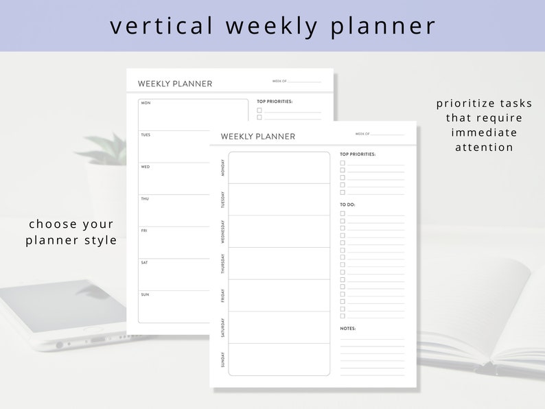 Minimalist Daily & Weekly Printable Planner Bundle Undated - Etsy