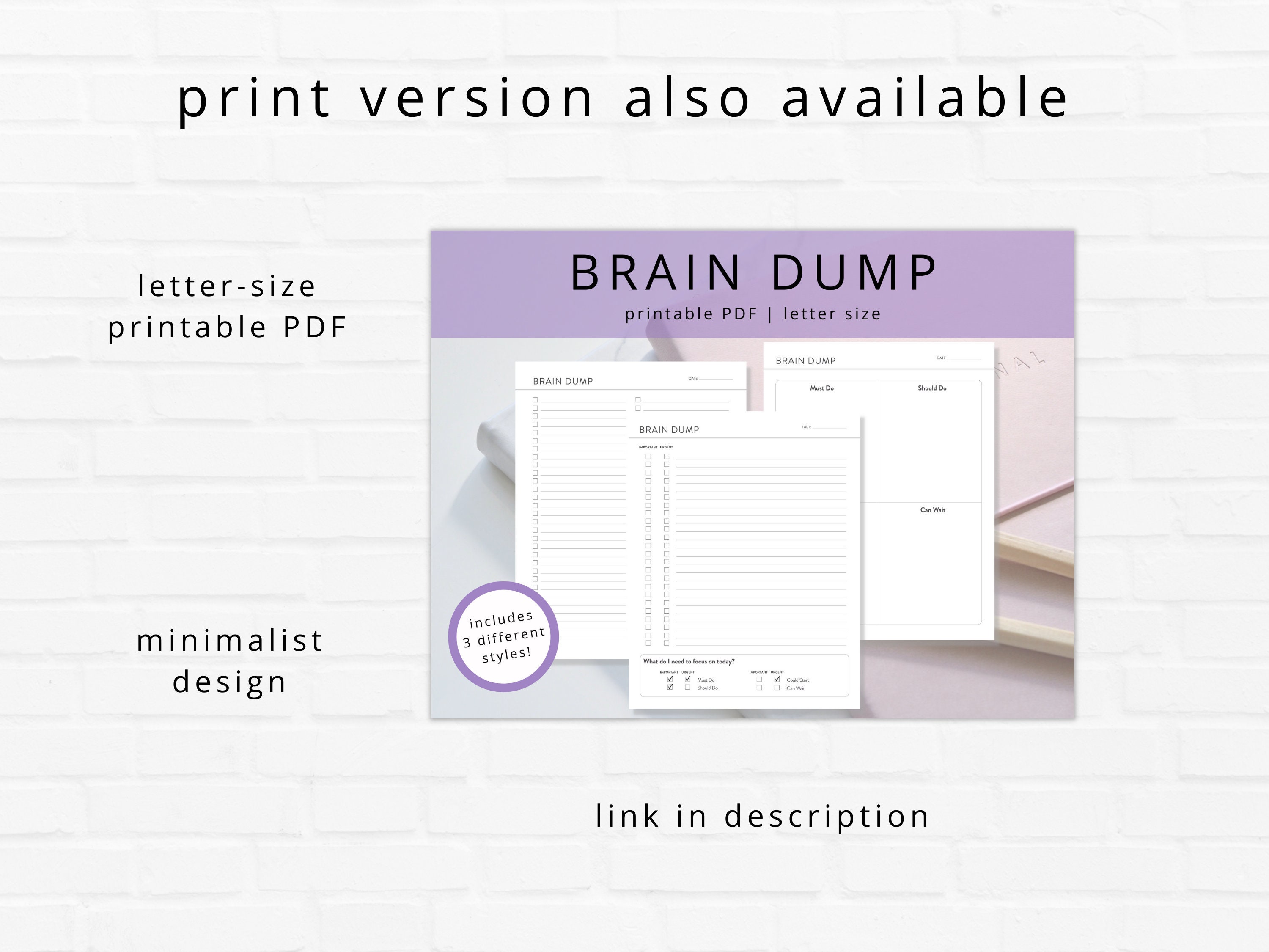 Minimalist Digital Brain Dump Template for Organization & - Etsy