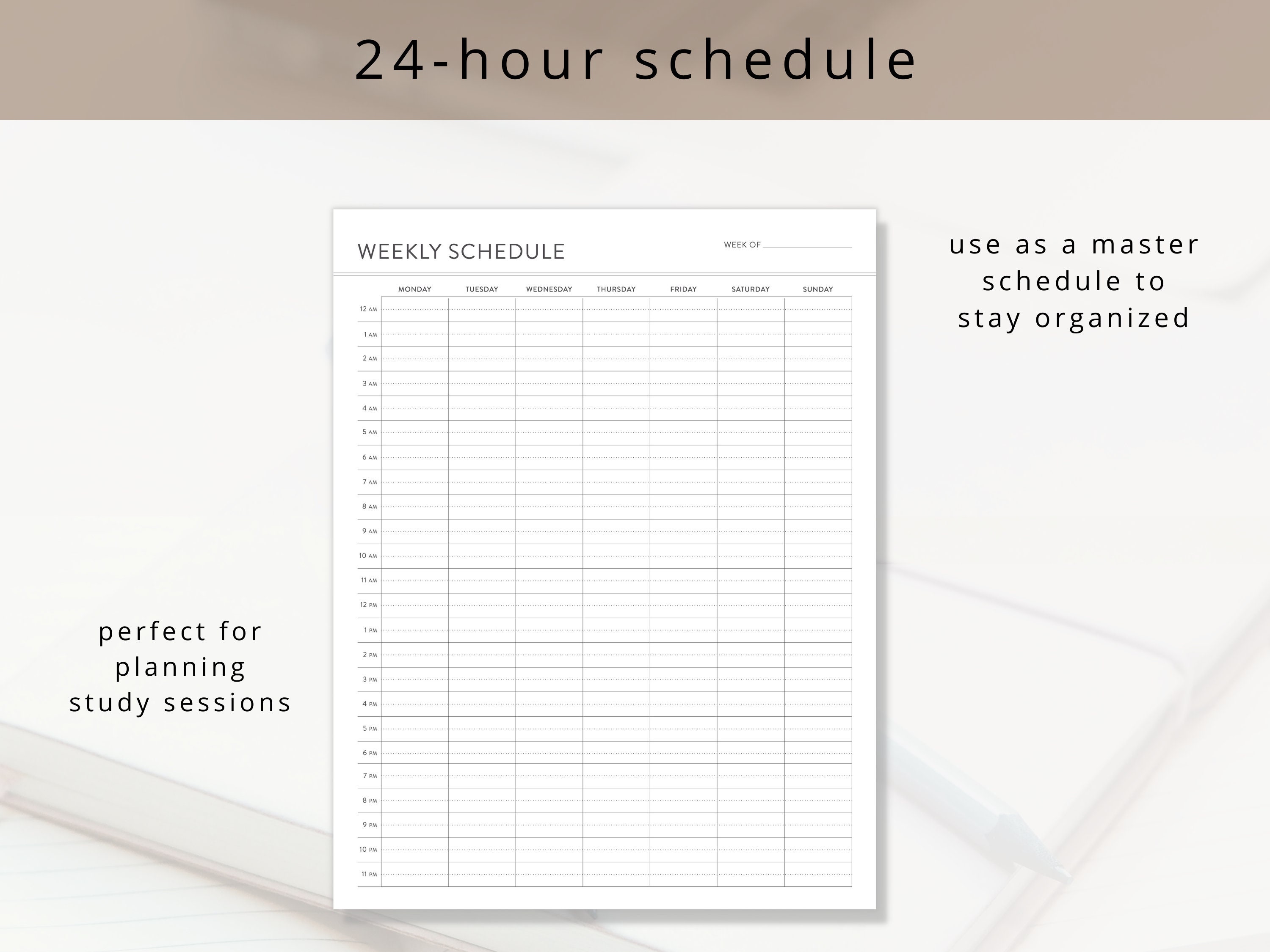 Minimalist Class Schedule PDF Template for School Week Organization ...