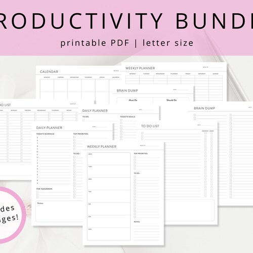 Minimalist Productivity Bundle PDF Printable Planner - Etsy
