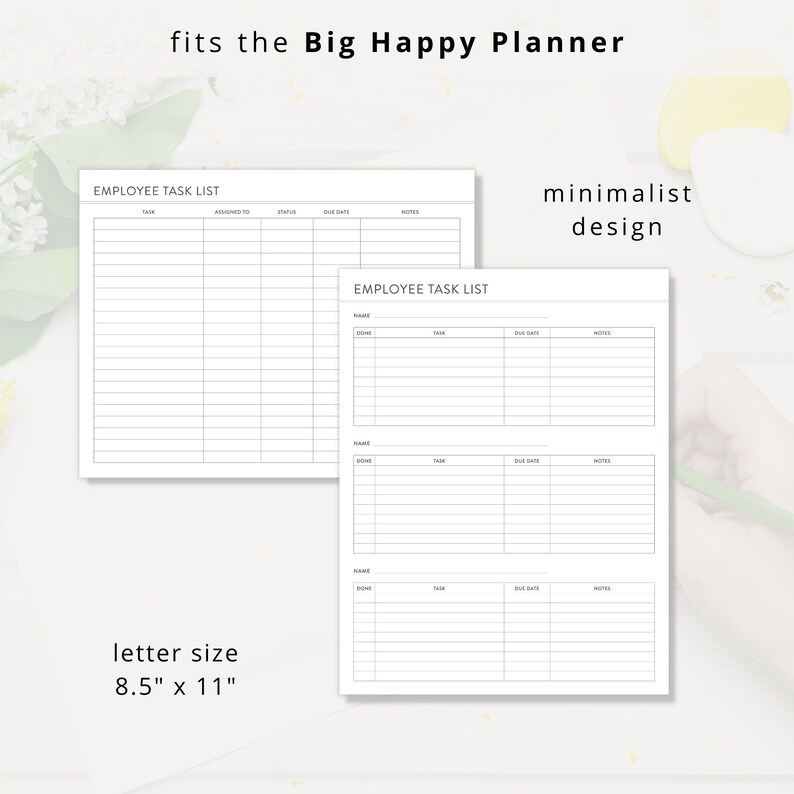 Minimalist Employee Task List PDF, Printable to Do List for Work ...