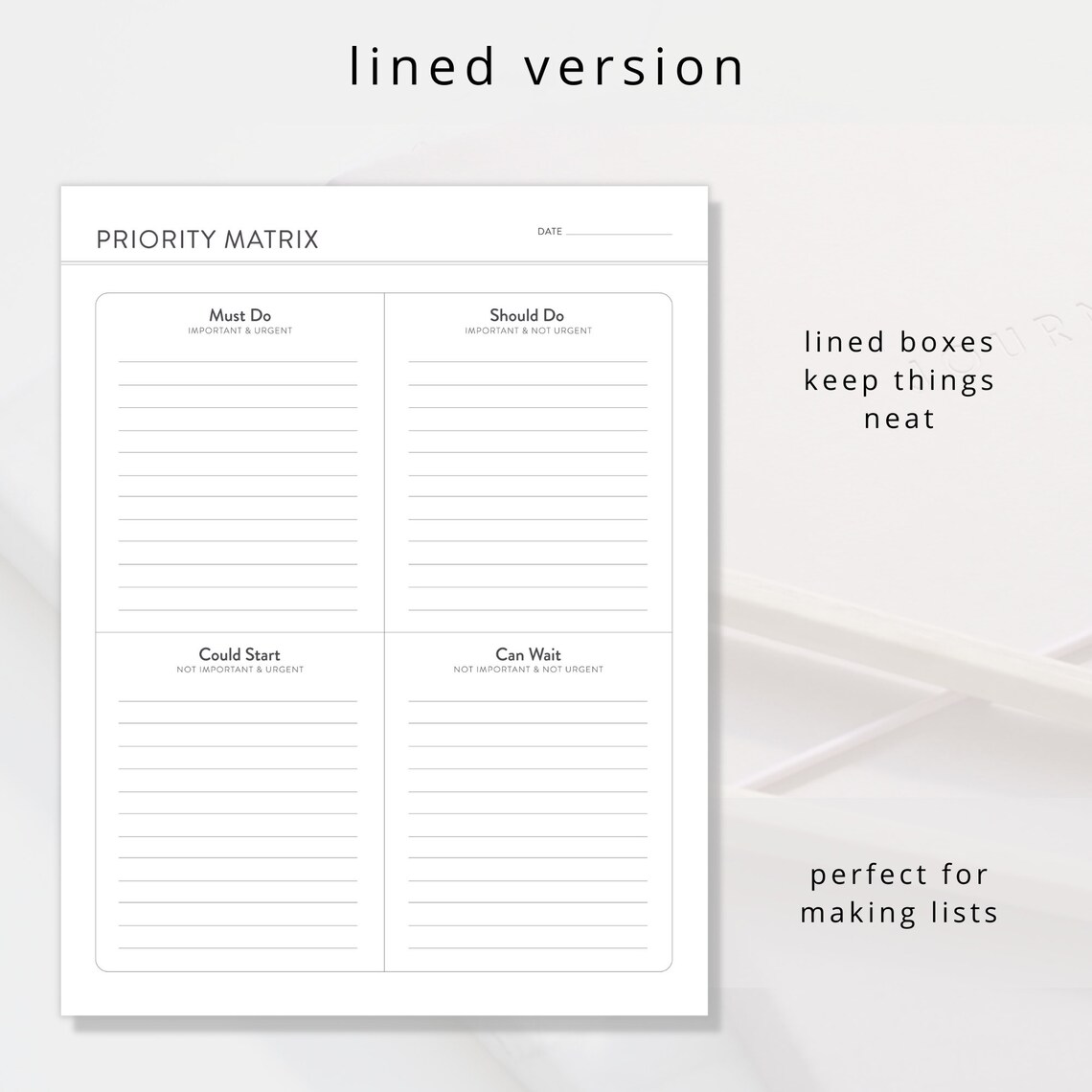 Eisenhower Matrix Worksheet: Printable Task Planner for Productivity ...