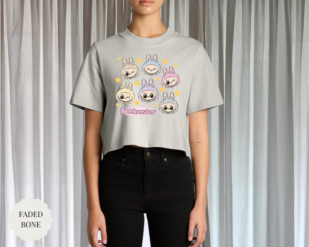 Cute Monster Tee, Kawaii Crop Top, Viral Pop Mart, Anime T-shirt, Cute ...