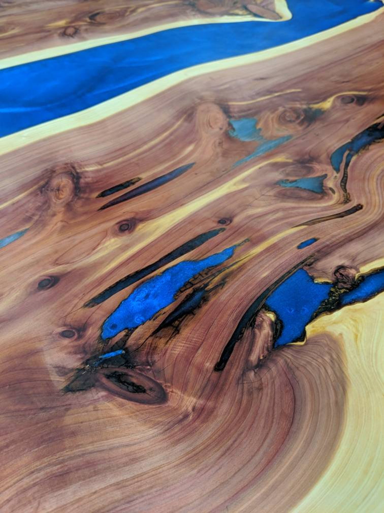 Live Edge River Table, Resin, Cedar, Epoxy, Bar, Dining Table, Desktop ...