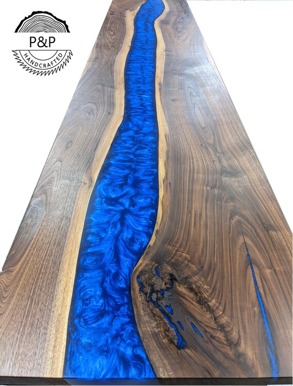 Bar Top Made With Live Edge Walnut and Resin River Winebar Bartop Countertop Custom Wine Tasting Table 72 84 96 108 120 X 26 Inch Etsy