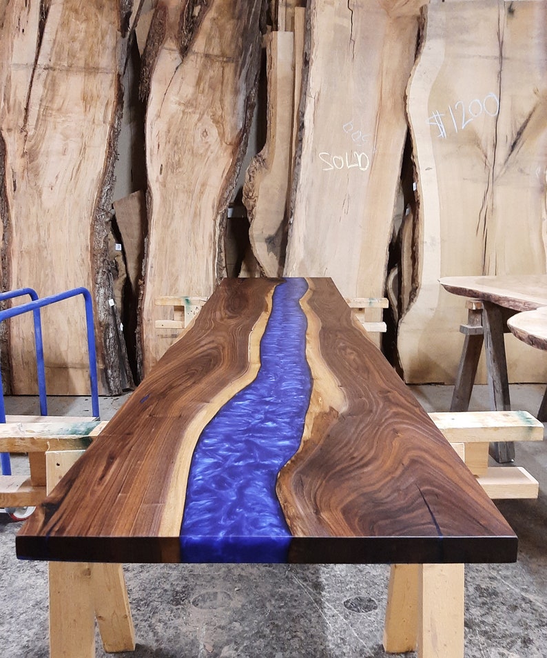 Bar Top Made With Live Edge Walnut and Resin River, Winebar, Bartop ...