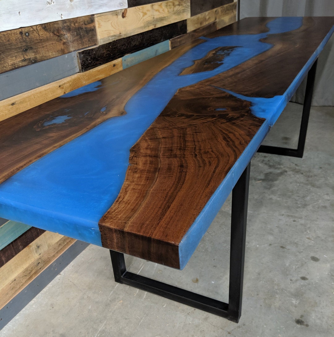 Live Edge Walnut Computer Desk: Resin River Epoxy Desk - Etsy