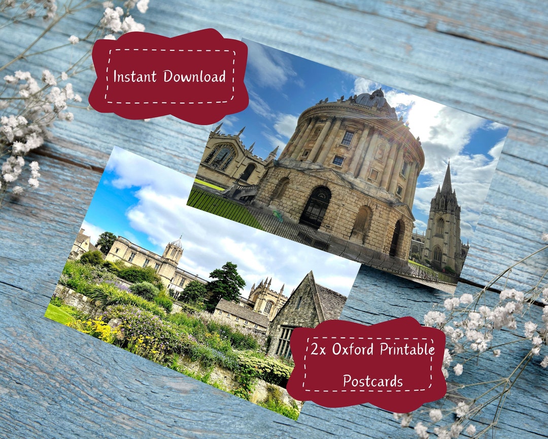 Two 6x4 Printable Oxford Postcards Instant Download Digital Download ...
