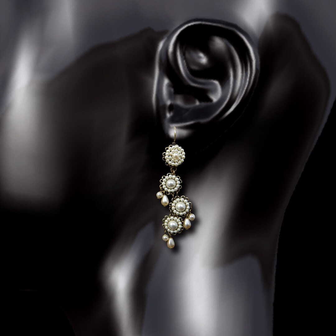 Boucles d'oreilles brodées de bébé-perles Strass de - Etsy France