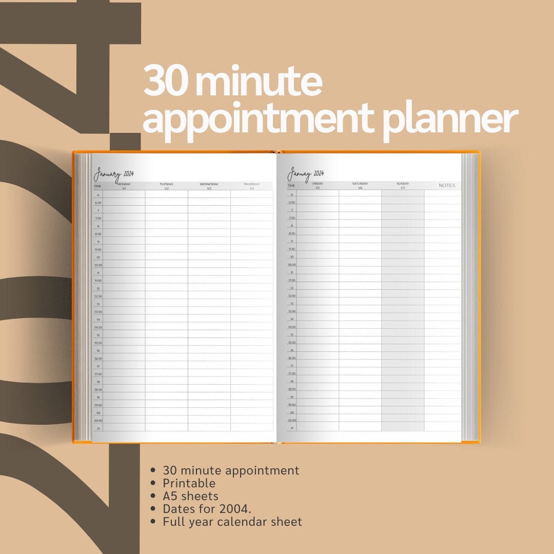 2024 Appointment Planner Printable, Printable Appointment Book, 30 ...