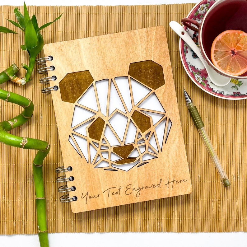 Personalized Wooden Notebook Journal Panda Notebook With Your - Etsy