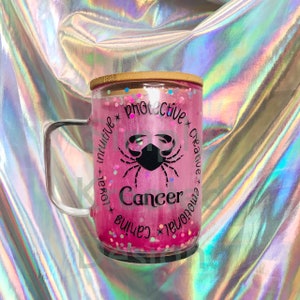 15oz Zodiac Glass Glitter Mug, Personalized, Coffee Cups, Custom ...
