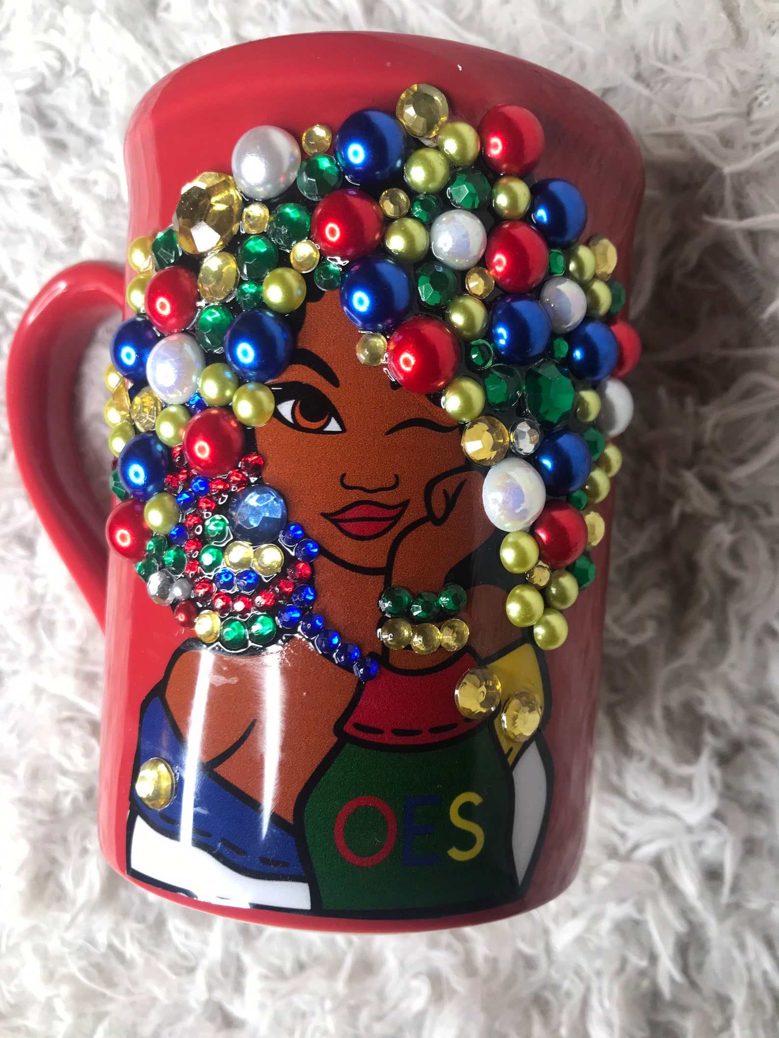 Order of the Eastern Star Blinged Mug, OES Beaded Coffee Cup ...