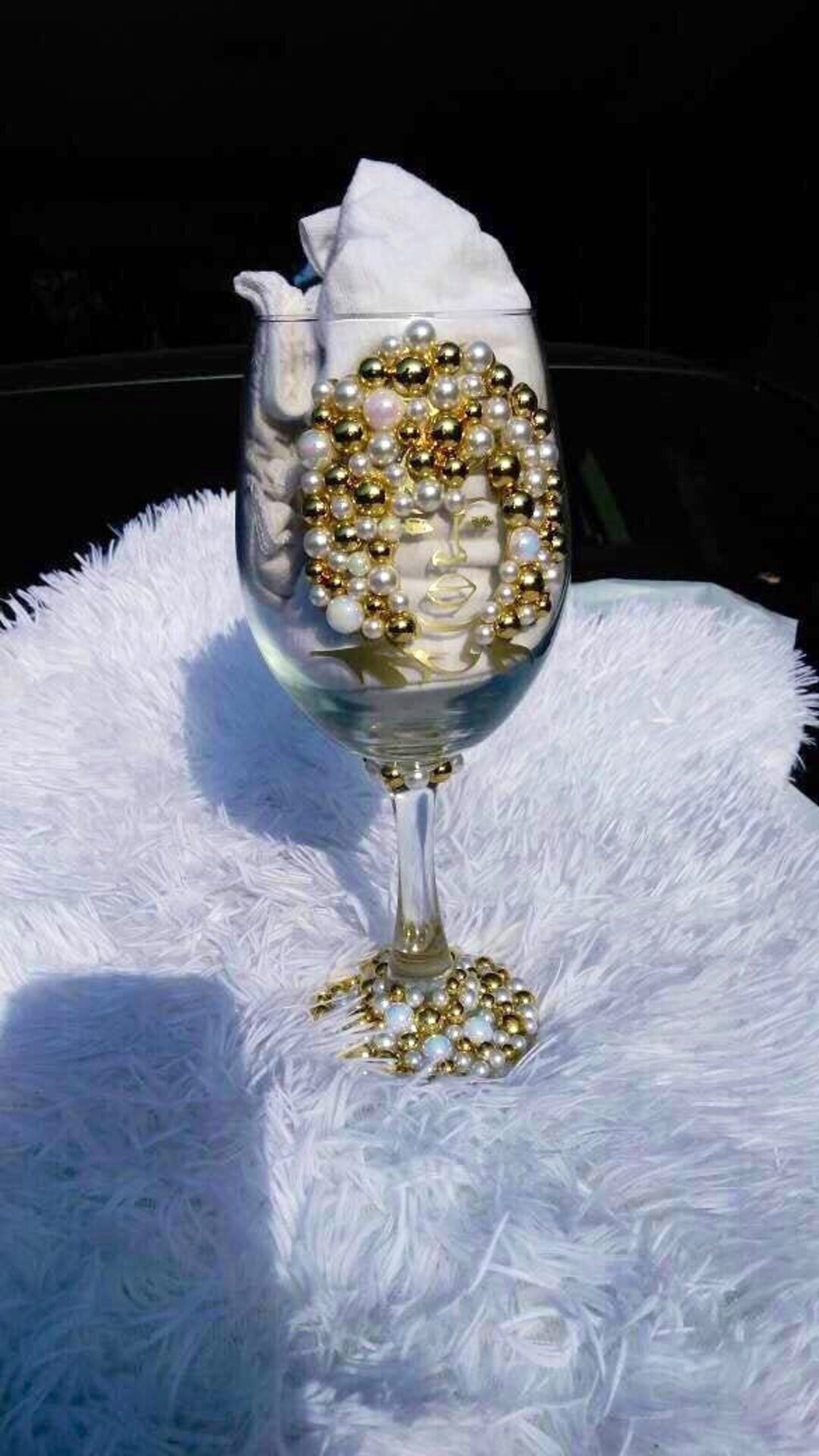 Blinged Wine Glass,decorated Wine Glass, Beaded, Bedazzled Wine Glass ...