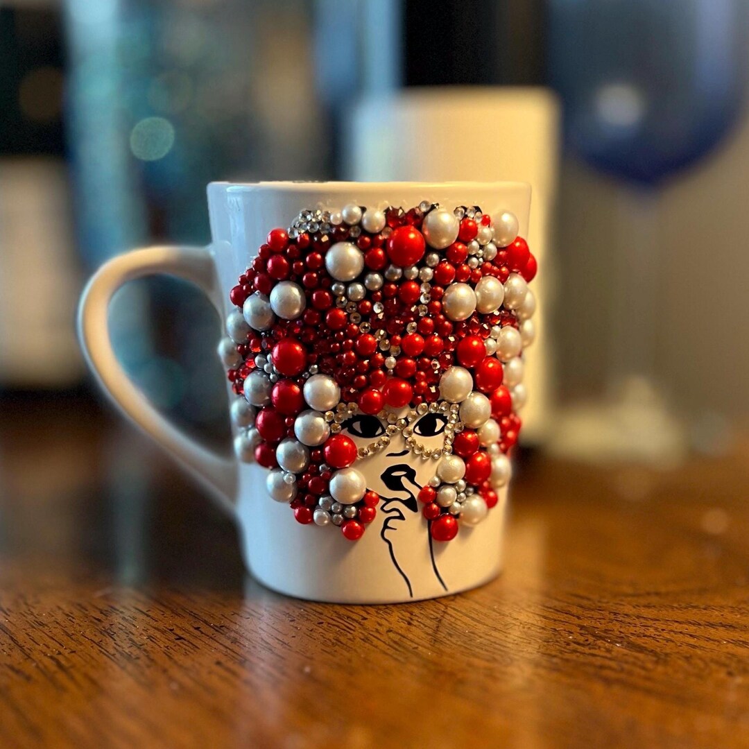 Pearl Beaded Rhinestone Mugs, Women’s Bedazzled Coffee Cups, Cute ...
