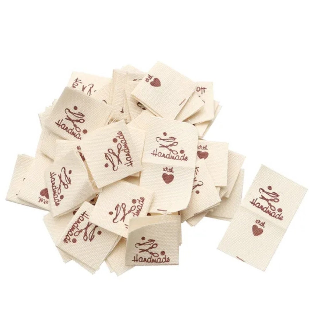 50 PCS HANDMADE With LOVE Fabric Labels 2020mm Handgemachte ...
