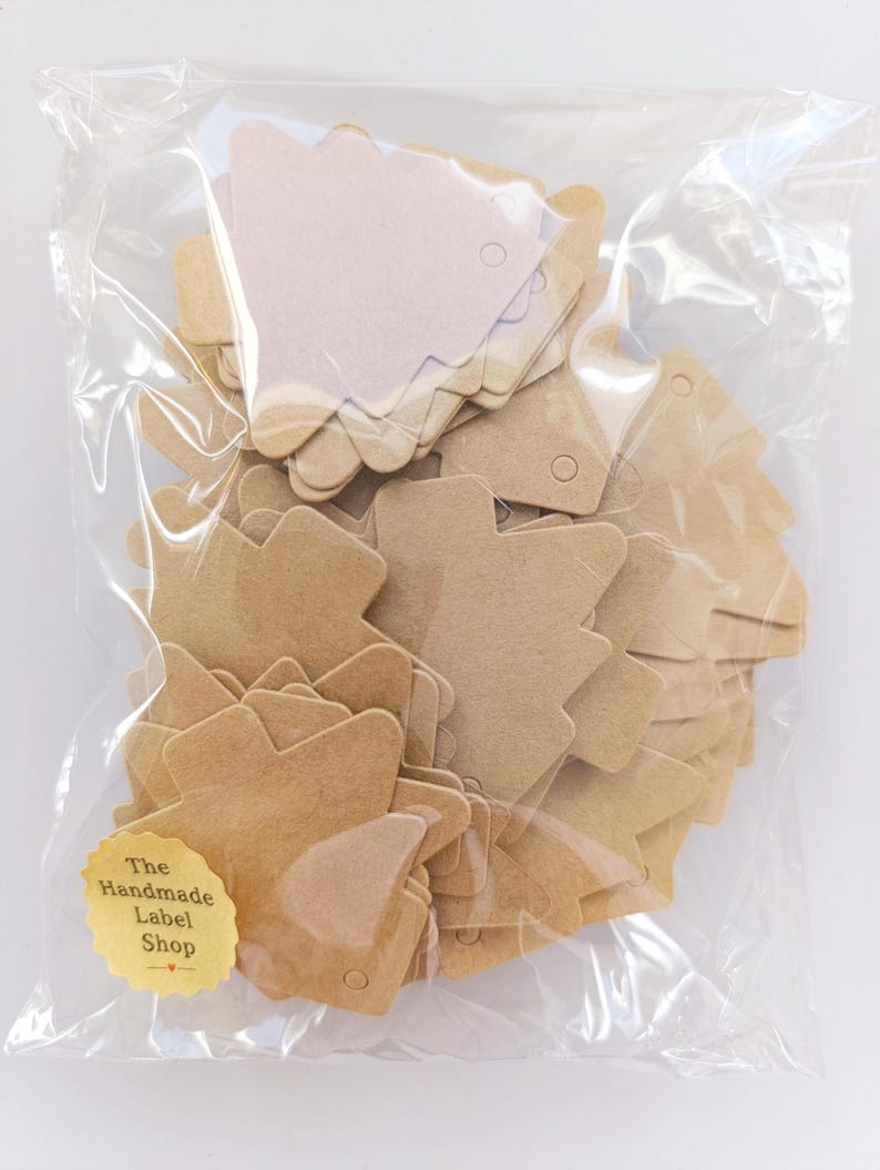 130 Pine Shape Cardboard Labels 60mm- Kiefer Karten-marken- Etiquettes ...
