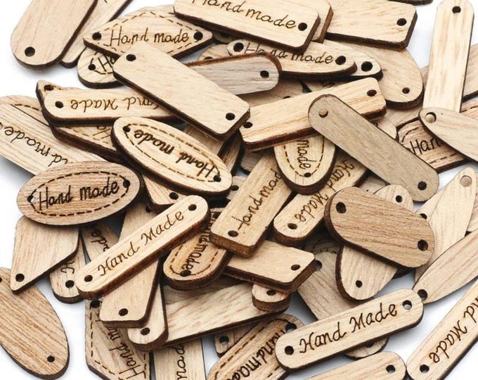 50 HANDMADE Wooden Labels of Various Shapes - Mix Wooden Tags - Wooden ...