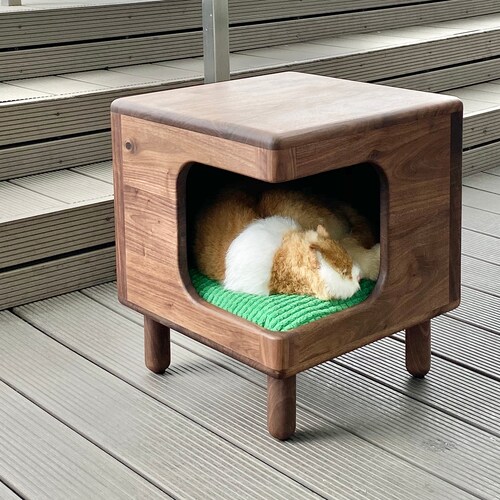 Walnut Stool Pet House Side Table Chair Cat House Pet - Etsy