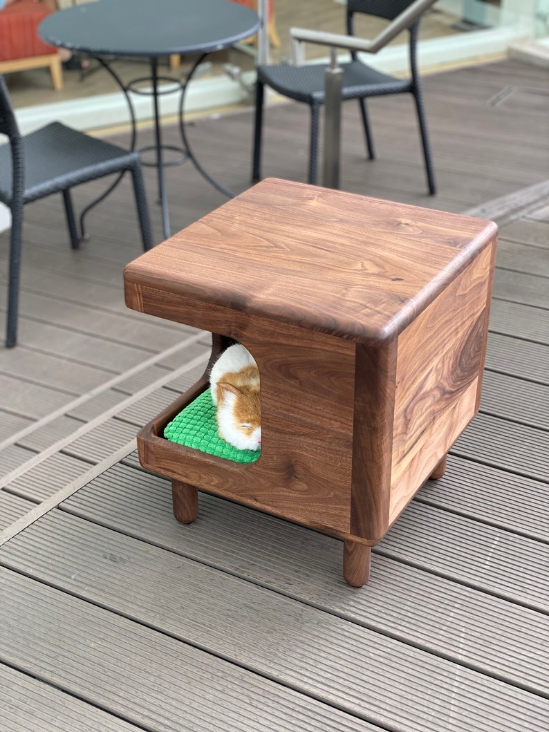 Walnut Stool Pet House Side Table Chair Cat House Pet - Etsy